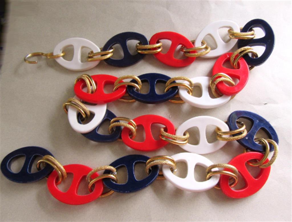 Mod Chain Belt 1960's Red White Blue '60s Vintage Clothing Womens ...