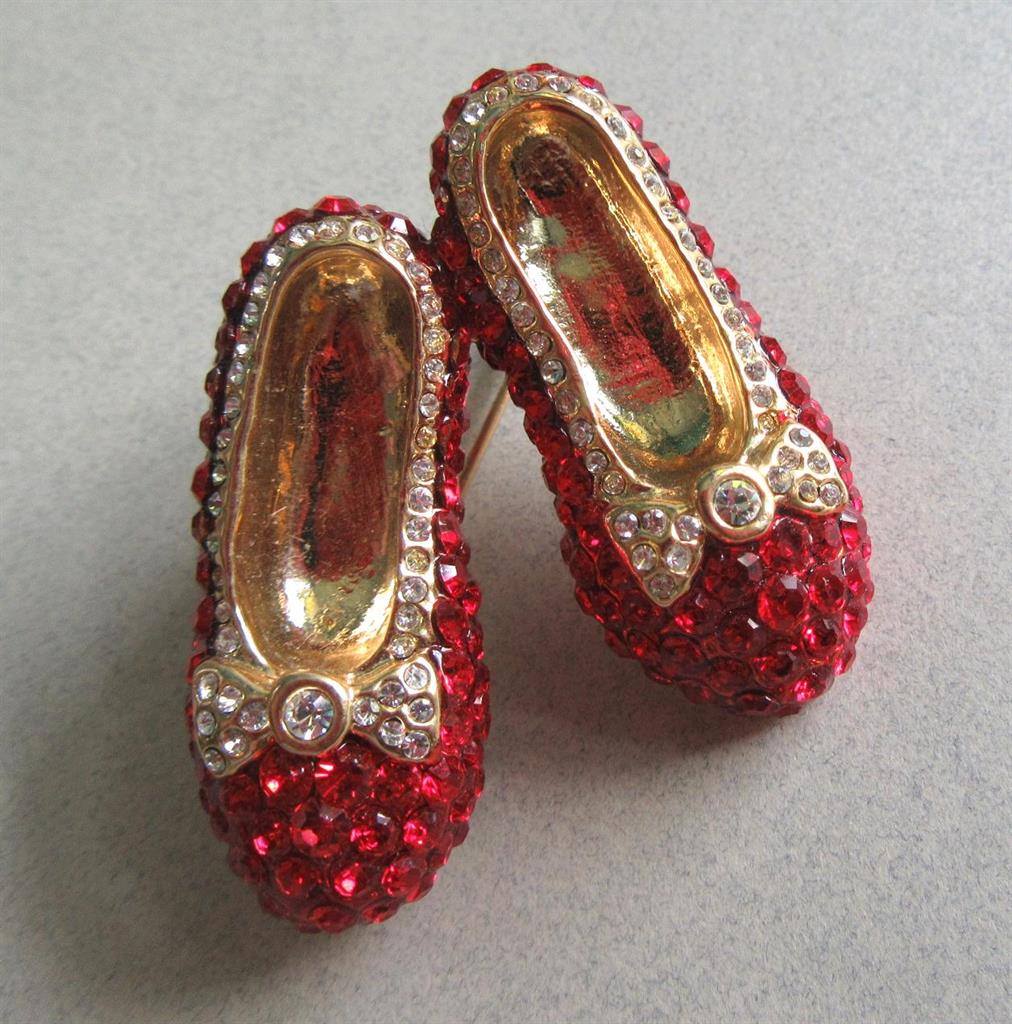 Rhinestone Ruby Slippers Pin Wizard of Oz Dorothy Judy Garland No Place ...