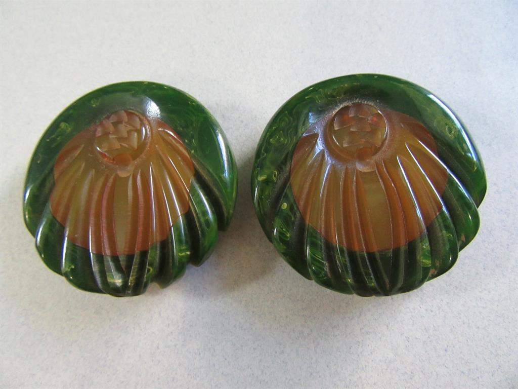 1940's Genuine Bakelite Dress Clip Pair Apple Juice and Creamed Spinach ...
