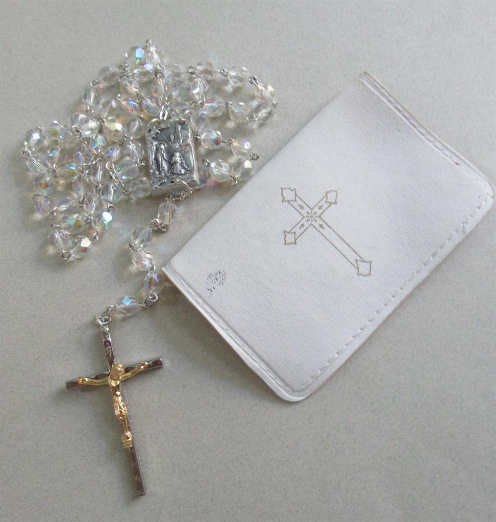 Crystal Rosary Relic Holder Religious Lourdes Catholic Christian ...
